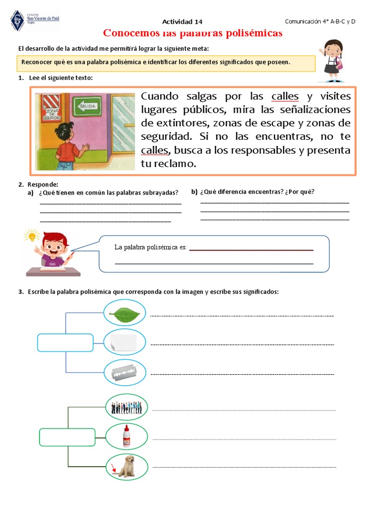 Actividades sobre palabras polisémicas | PDF
