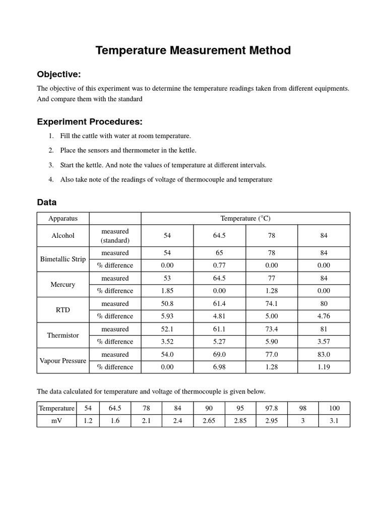 3 Temperature Measurement Method | PDF | Thermocouple | Temperature