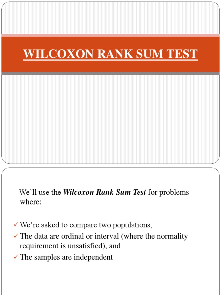 Chapter 3.2 WILCOXON RANK SUM TEST | Download Free PDF | Hypothesis ...