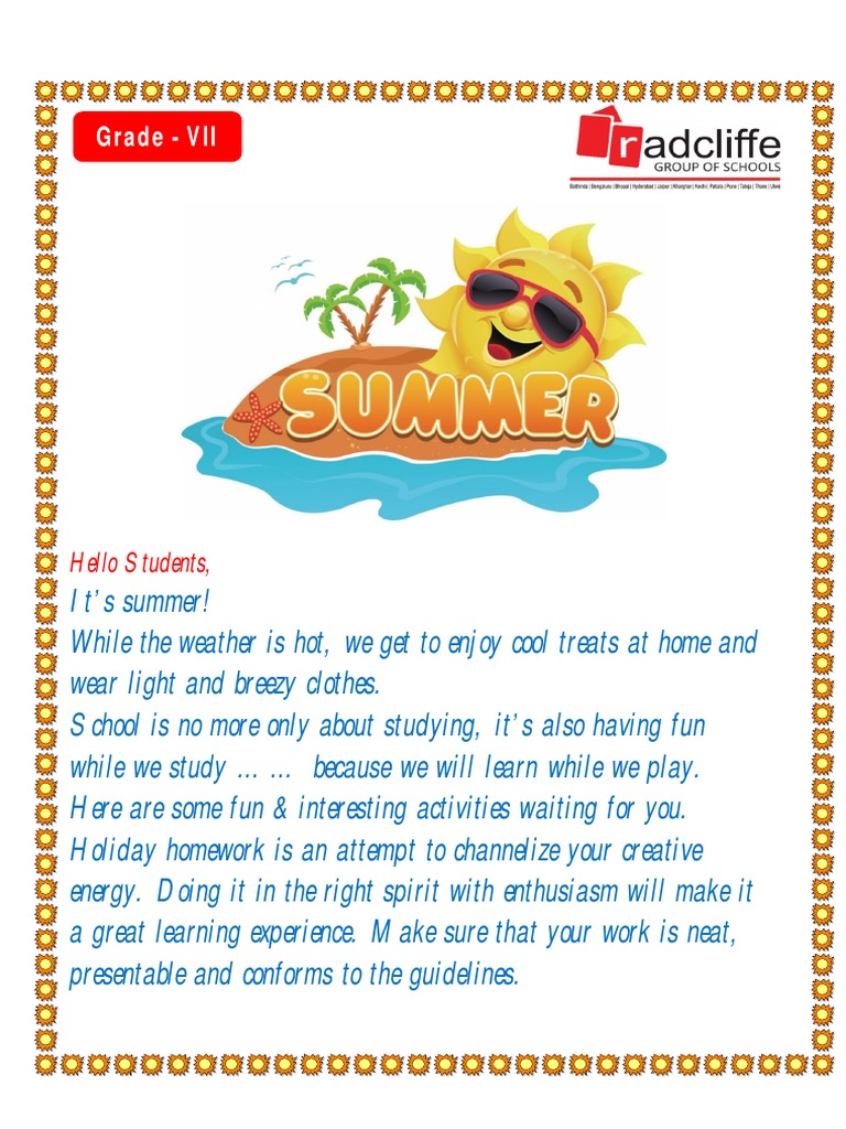 Grade 7 Summer Activity | PDF