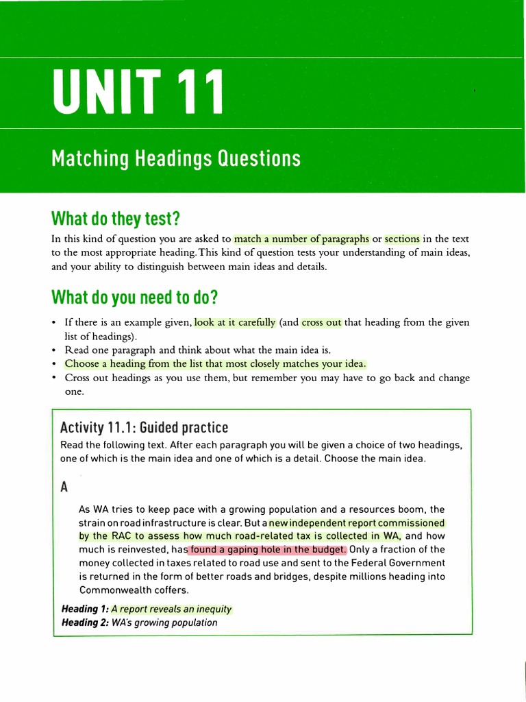 Matching Heading | PDF | Adverb | Word