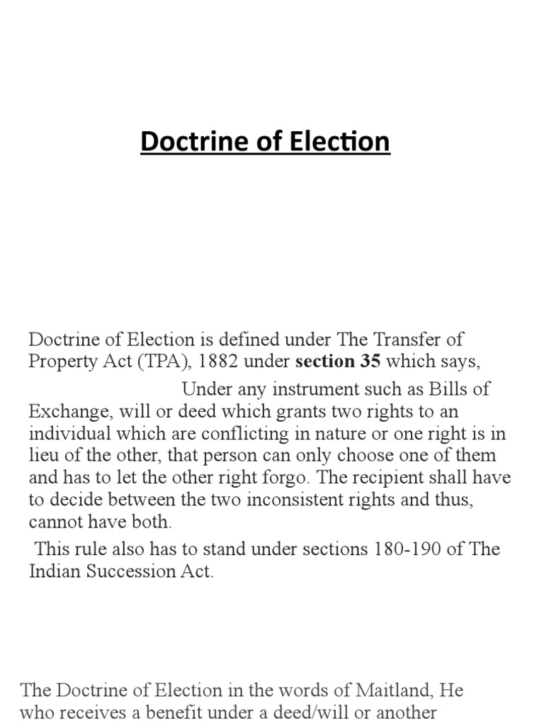 Doctrine of Election | PDF | Property | Civil Law (Common Law)