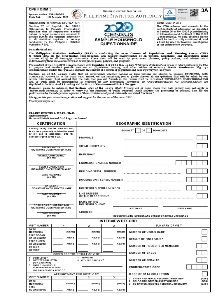 Sample Household Census Form 2020 | PDF | Broadband | Internet Access