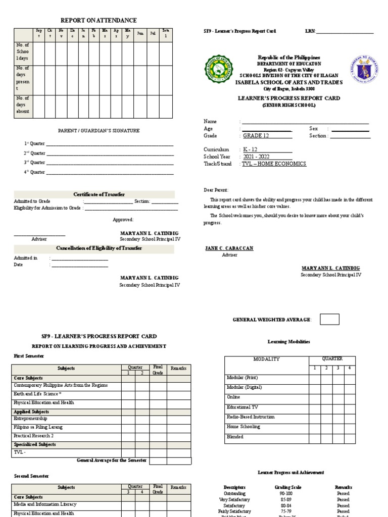Report On Attendance: Republic of The Philippines | PDF | Behavior ...