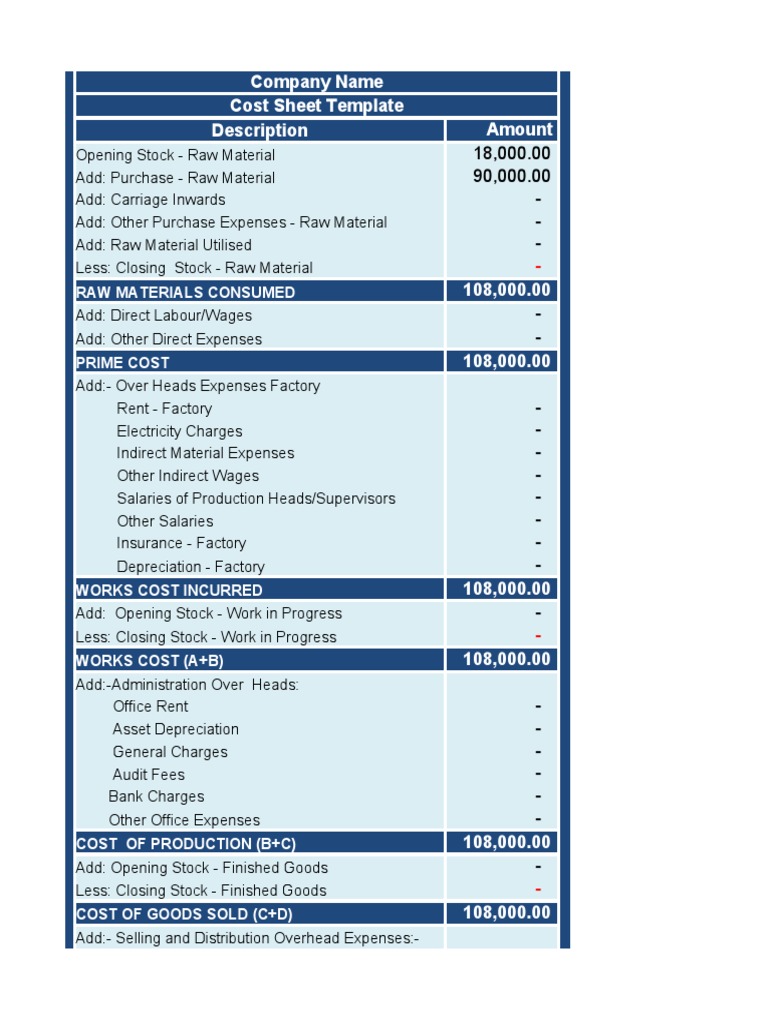 Cost-Sheet-Template | PDF | Expense | Cost Of Goods Sold