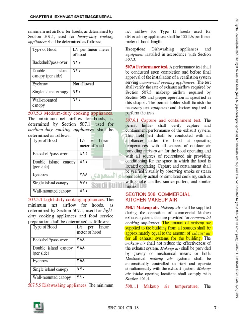 SBC 501 Mackeup Air | PDF | Ventilation (Architecture) | Heat Transfer