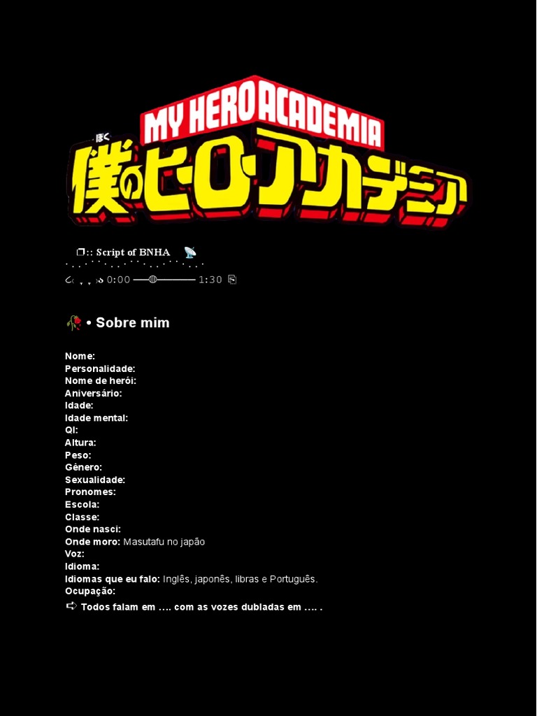 BNHA Script | PDF | Roupas | Dia das Bruxas
