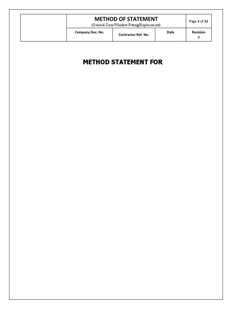 Method Statement For General Door-Window Fitting-Replacement | PDF ...