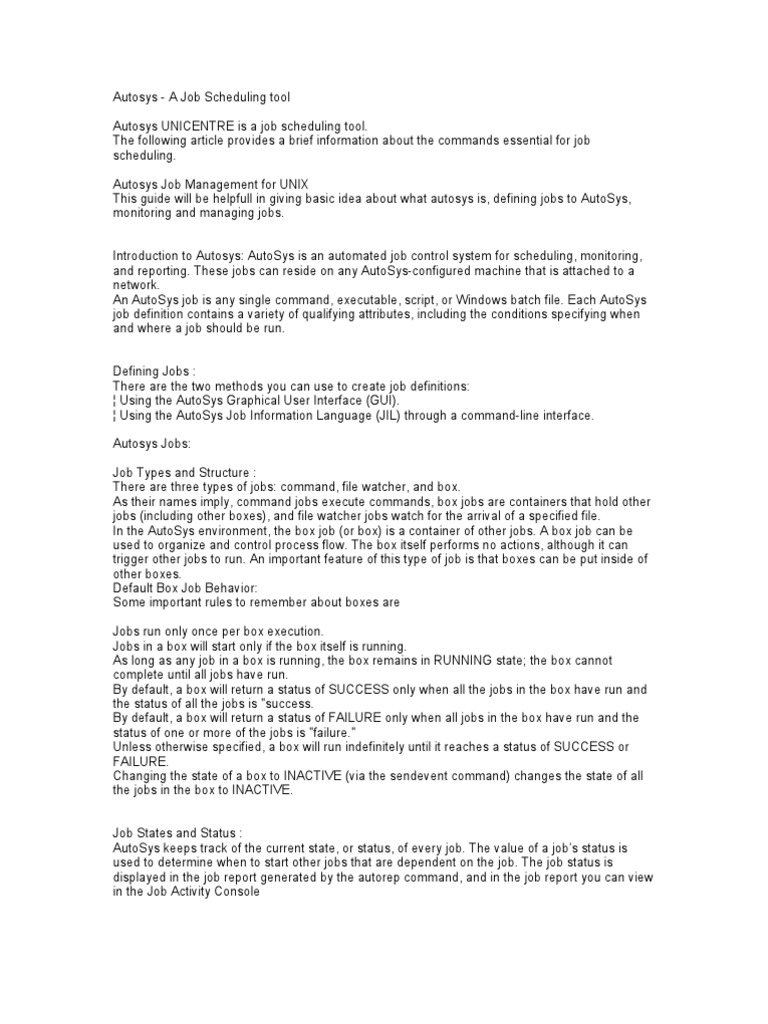 Autosys Job Document Pdf Command Line Interface Graphical User Interfaces