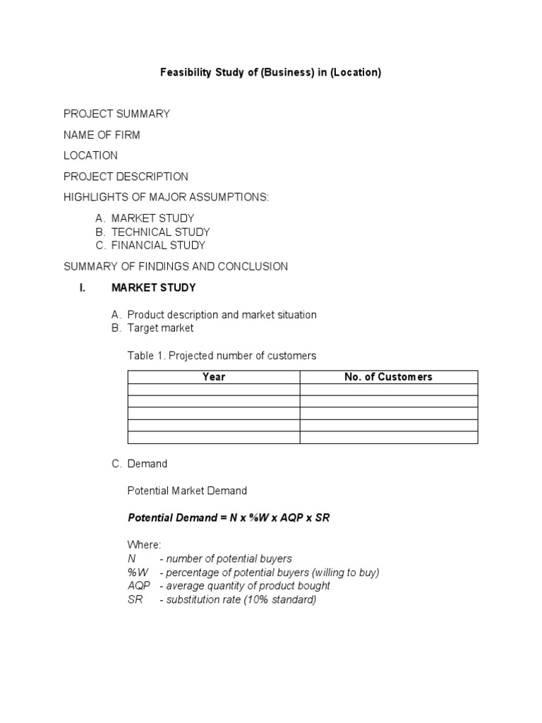 Feasibility Study Template | Download Free PDF | Demand | Cost Of Goods ...