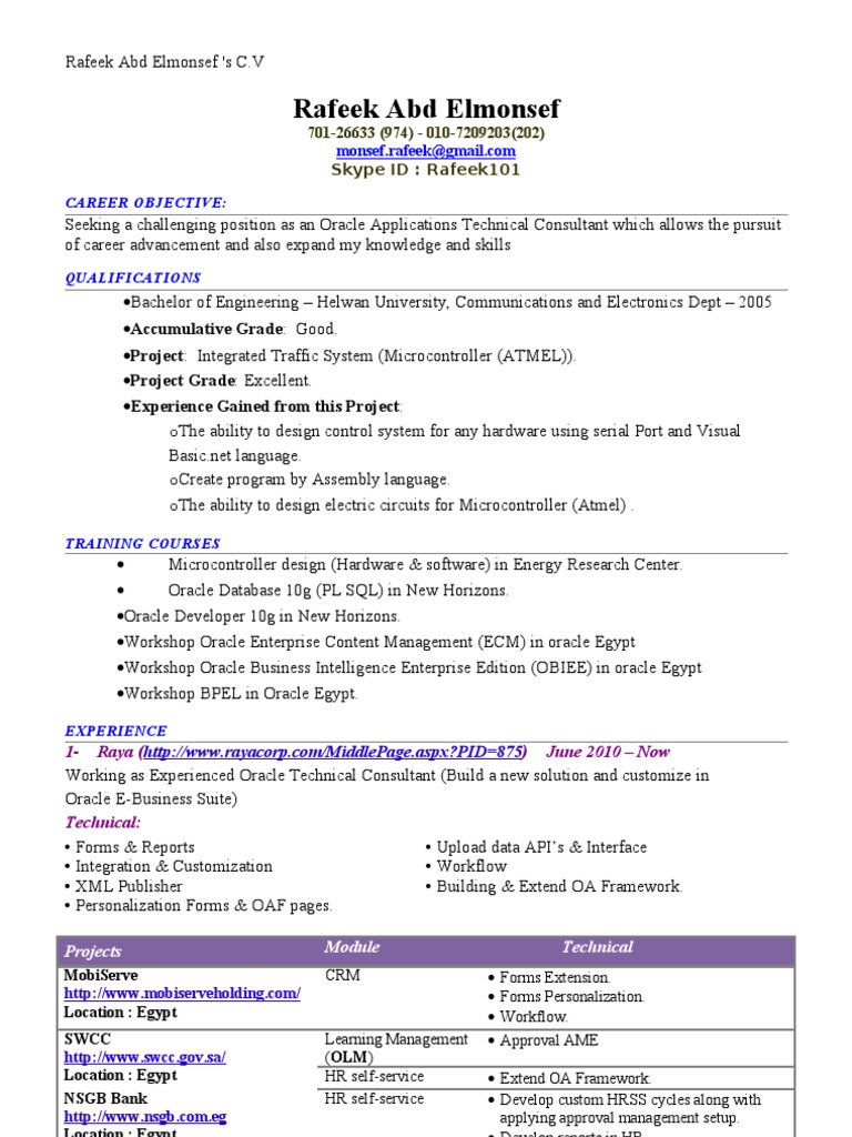 Oracle Applications Consultant CV | PDF | Application Programming ...
