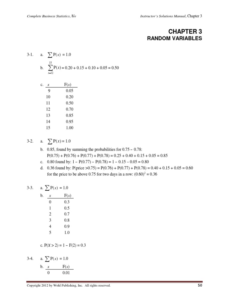 Random Variables: Complete Business Statistics, 8/e Instructor's ...