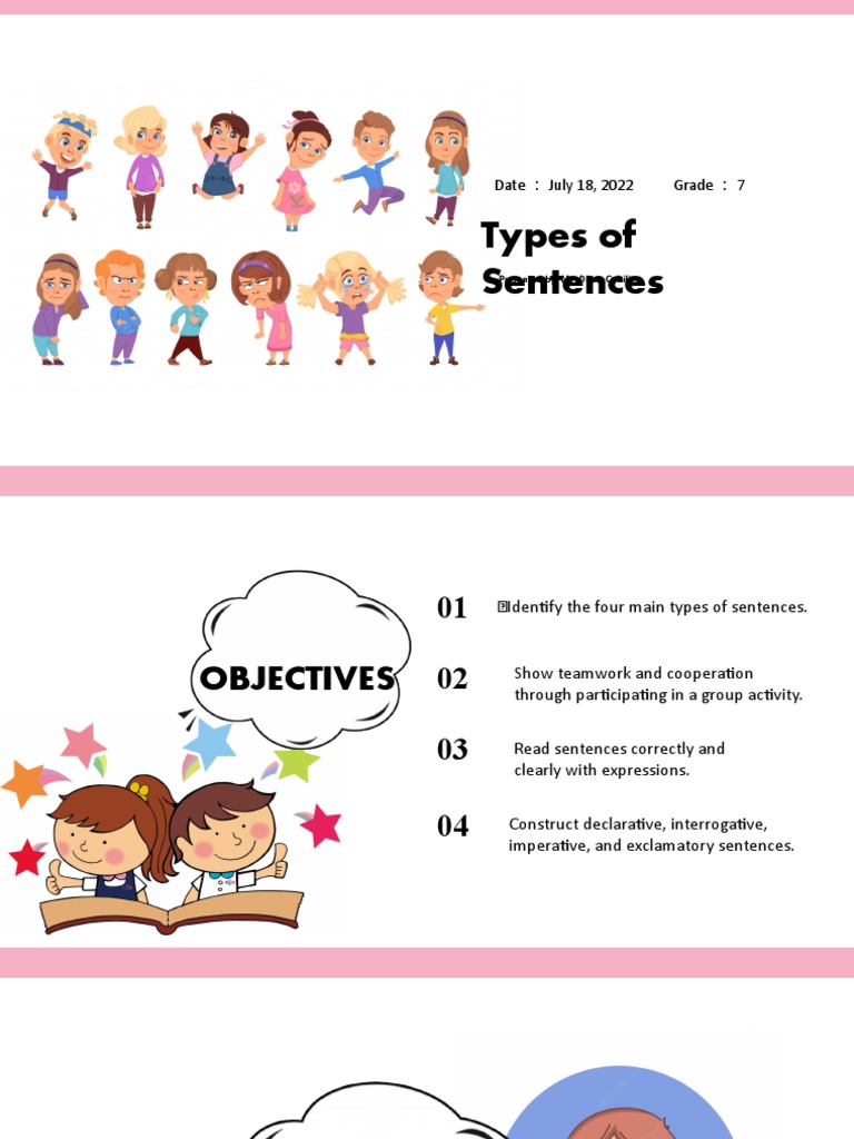 Types of Sentences: Date July 18, 2022 Grade 7 | PDF | Sentence ...