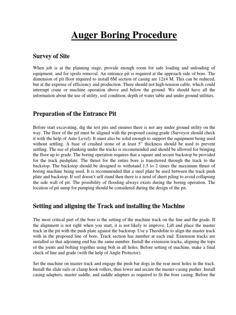 Auger Boring Methodology | PDF | Deep Foundation | Machines