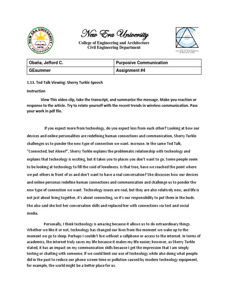 Assignment #4 - Jefford Obana - Purcom | PDF | Internet | Communication