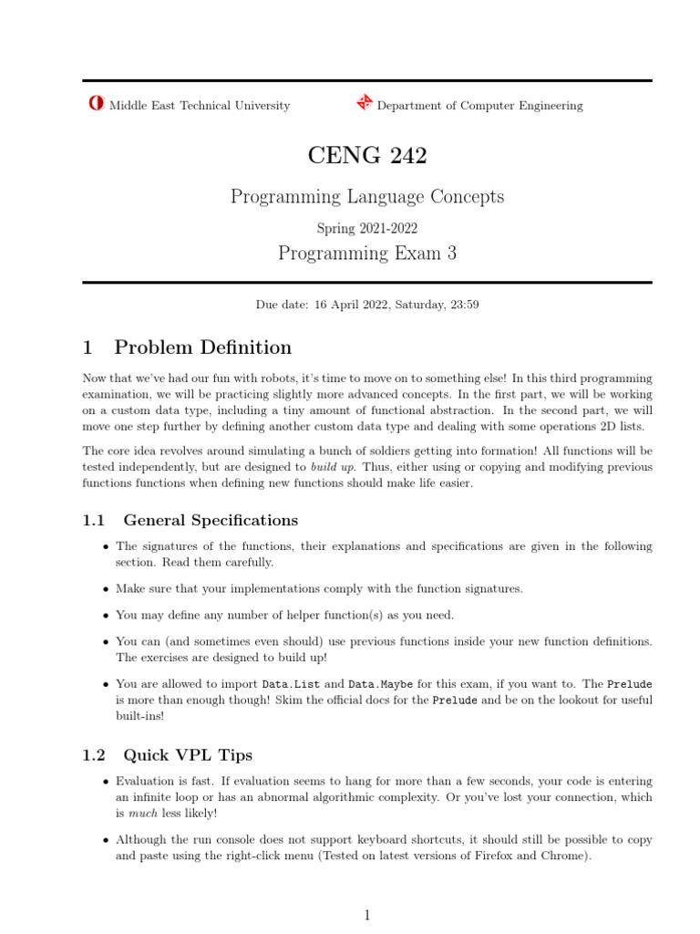 CENG 242 Programming Exam Part I | PDF | Function (Mathematics) | Computer Programming