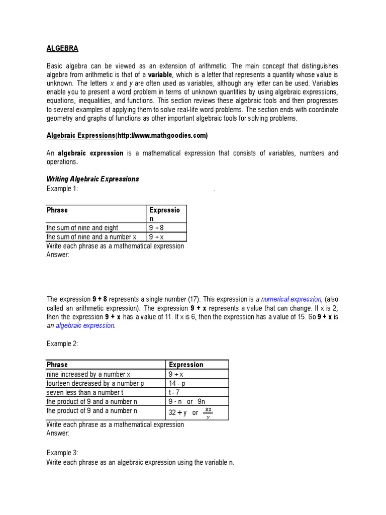 Section 4 - ALGEBRA Part-1 | PDF | Equations | Algebra
