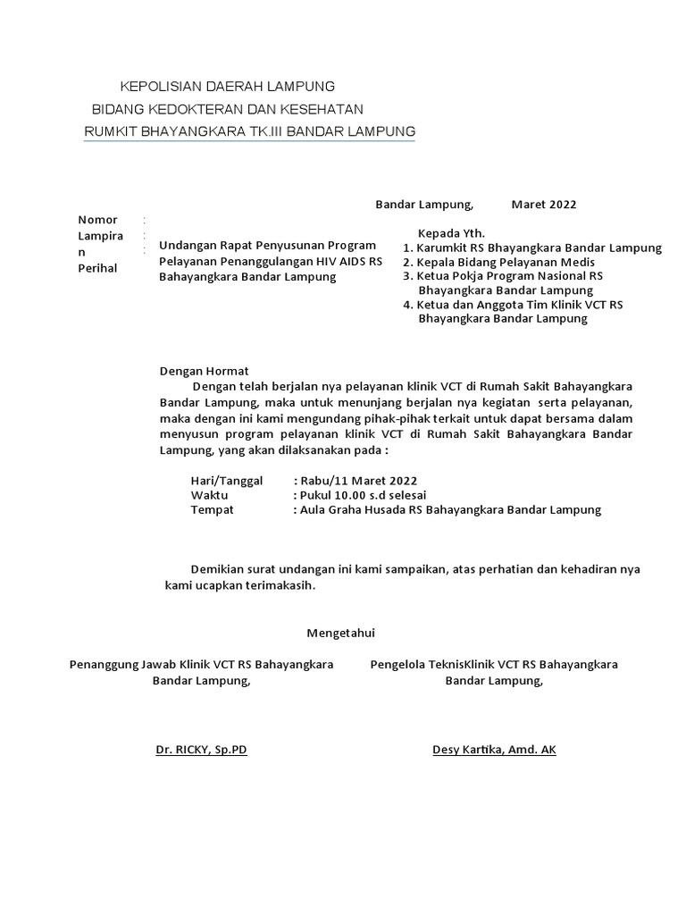Undangan Rapat Penyusunan Program VCT | PDF | Pengembangan Diri