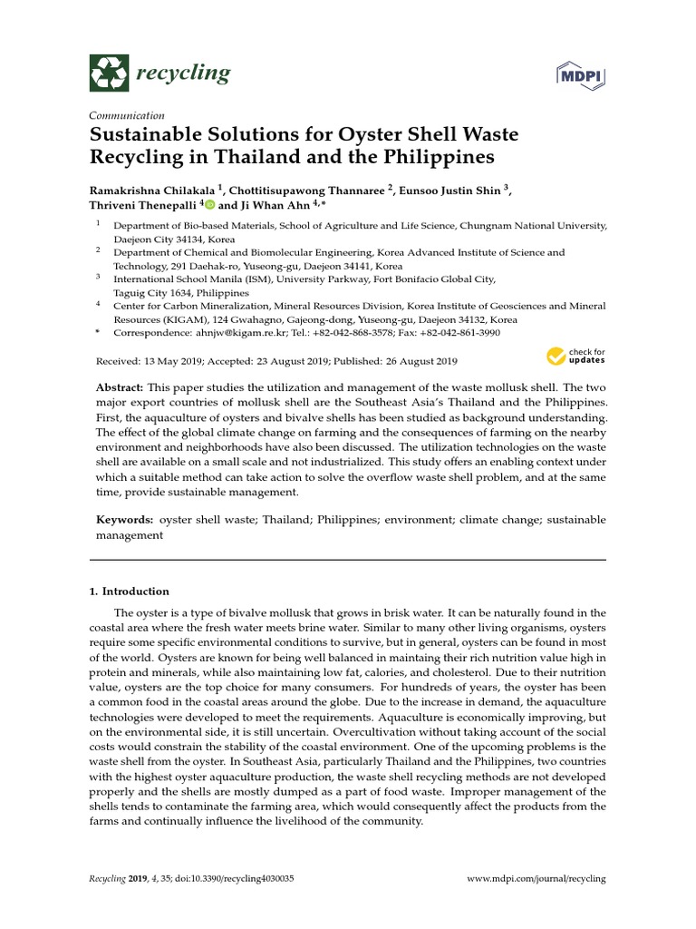 Talaba Waste Shell Study | PDF | Municipal Solid Waste | Aquaculture