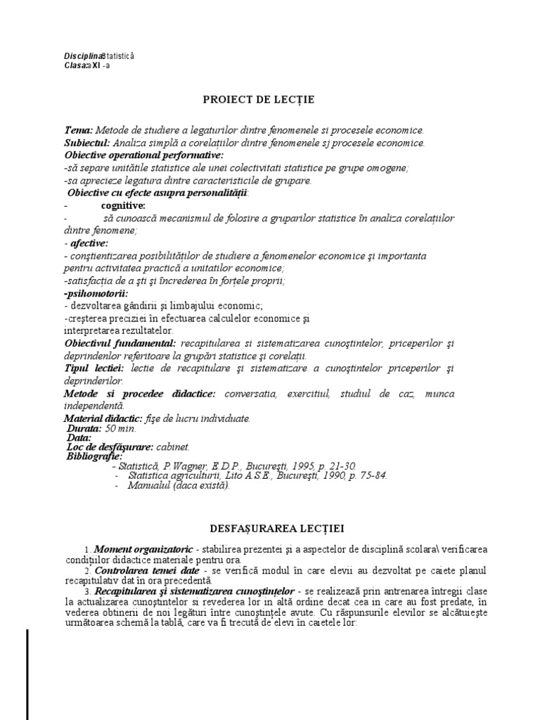 Model Proiect Lectie | PDF