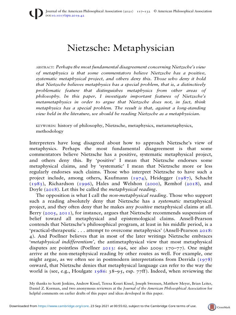Nietzsche Metaphysician | PDF | Metaphysics | Friedrich Nietzsche