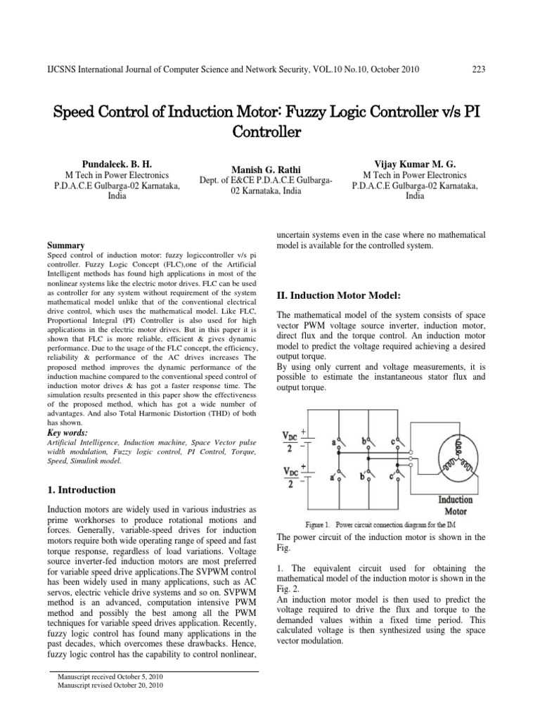 Speed Control Of Induction Motor Fuzzy Logic Controller Dengan Pi Pdf