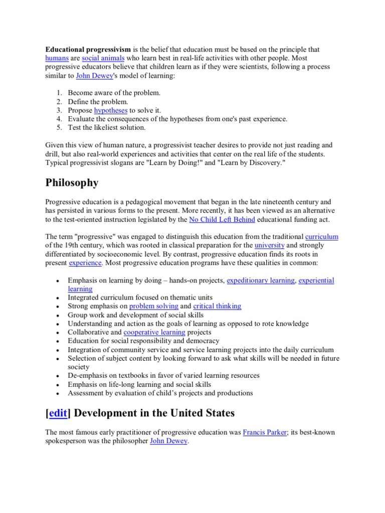 Progressivism | PDF | Behaviorism | Existentialism