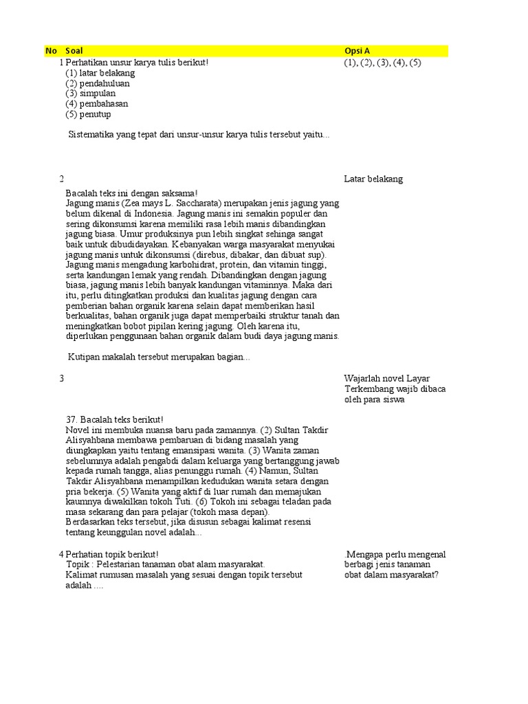 Templete Soal Pat 22 (Mapel. Bind - Kelas. Xi Wajib.) | PDF