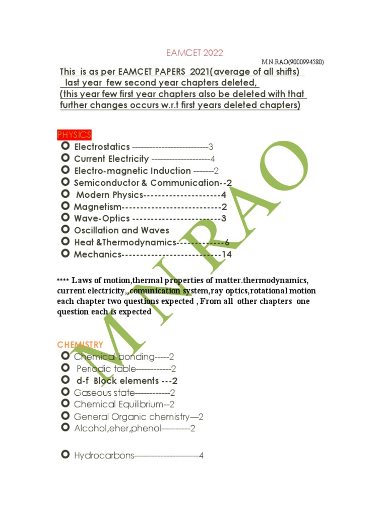 Eamcet Weightage As Per 2021 | PDF | Trigonometric Functions ...