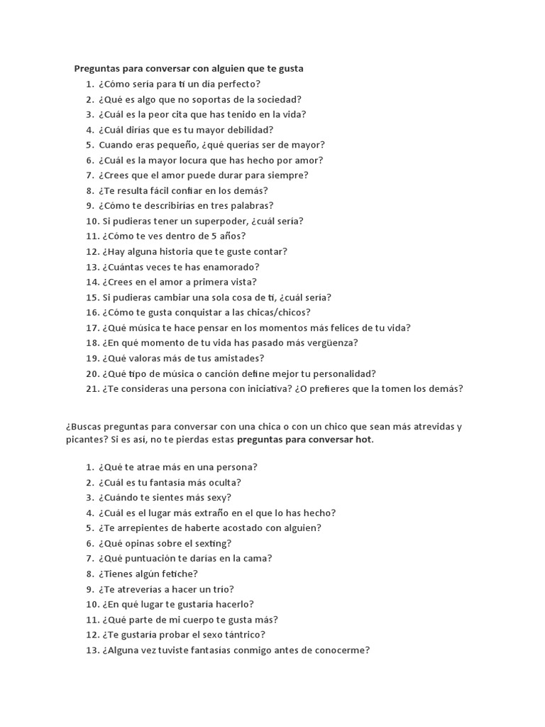 Preguntas para Conversar | PDF | Amor