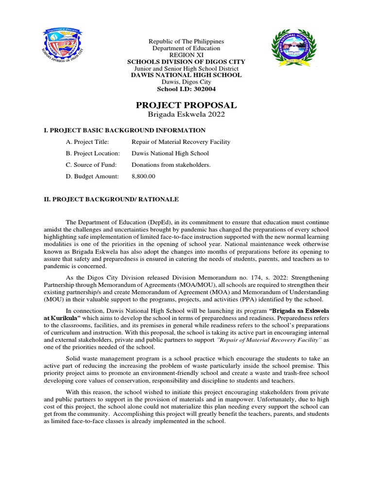 PROJECT PROPOSAL- Material Waste Recovery | PDF