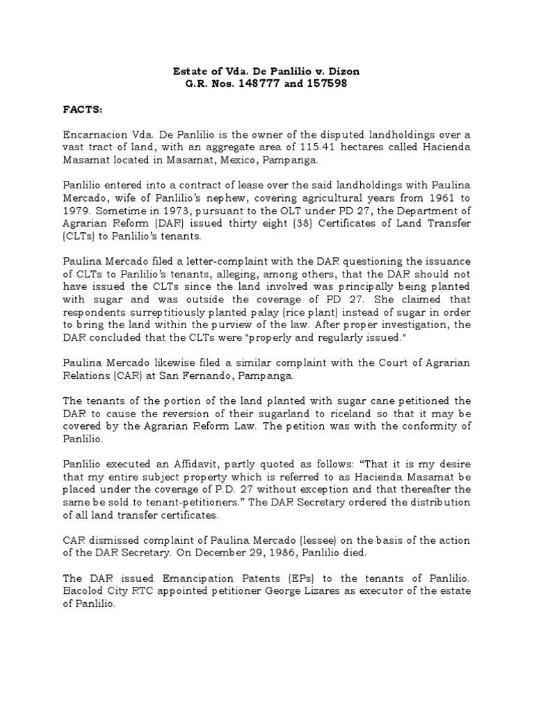 Estate of Vda V. Dizon | PDF | Complaint | Common Law