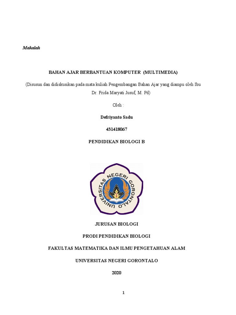 Makalah Bahan Ajar Berbantuan Komputer (Multimedia) | PDF