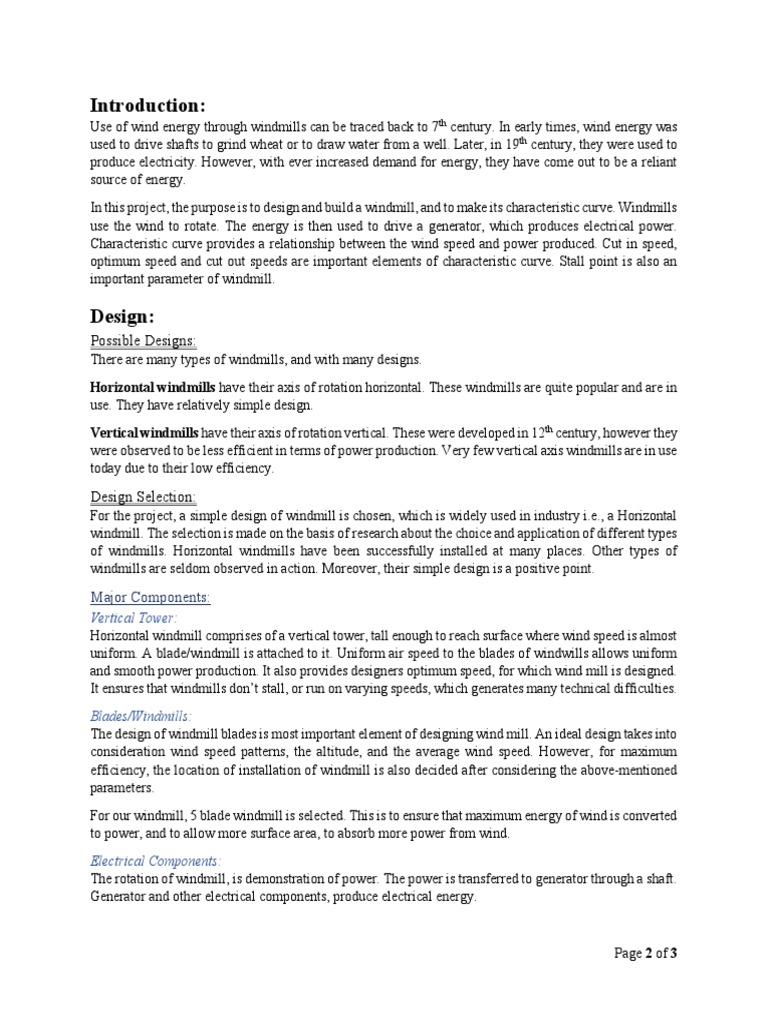 Contents of Windmill Design | PDF | Electrical Engineering | Wound