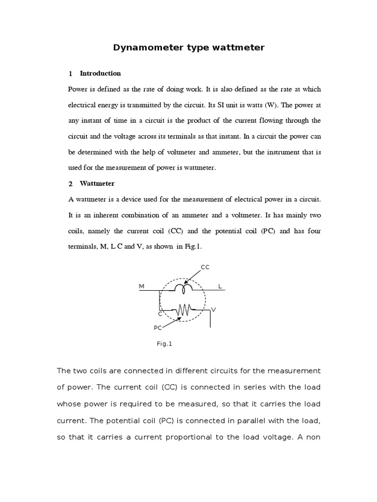 Dynamometer Type Wattmeter Pdf Inductor Inductance