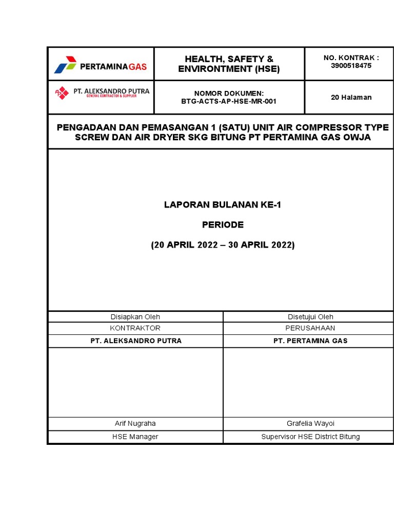 Master HSE Monthly Report April | PDF