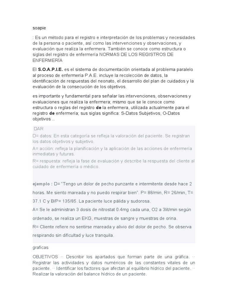 Soapie | PDF | Enfermería | Historial médico