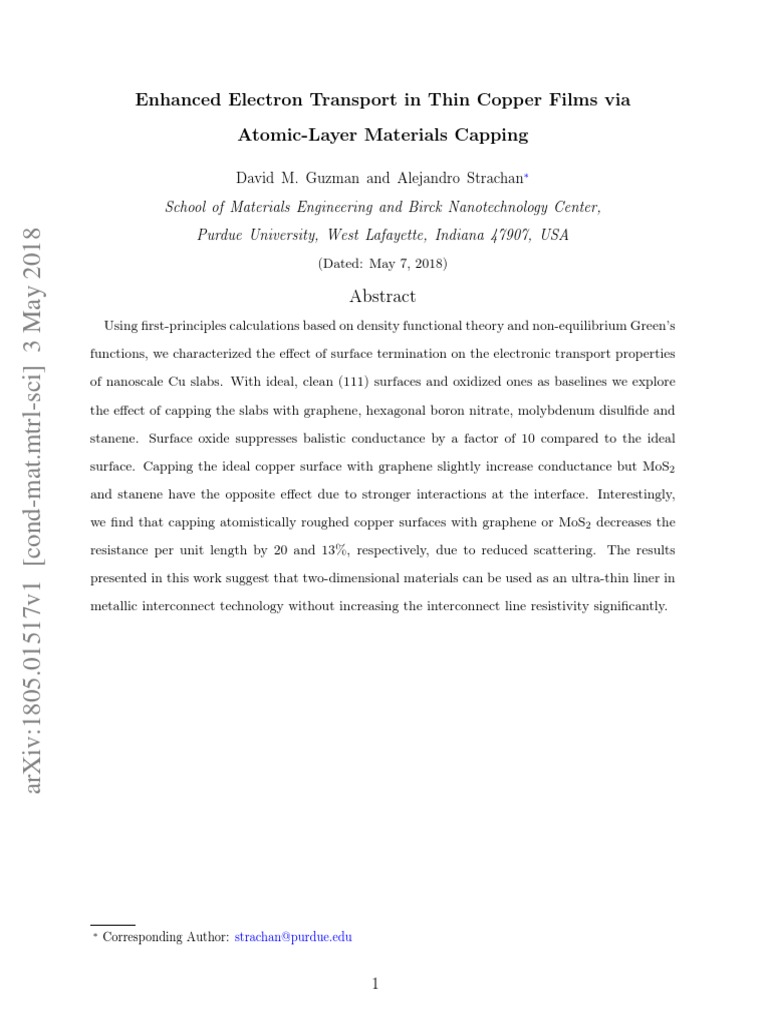 Enhanced Electron Transport in Thin Copper Films Via Atomic-Layer ...