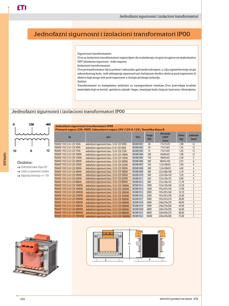 Jednofazni Sigurnosni I Izolacioni Transformatori | PDF