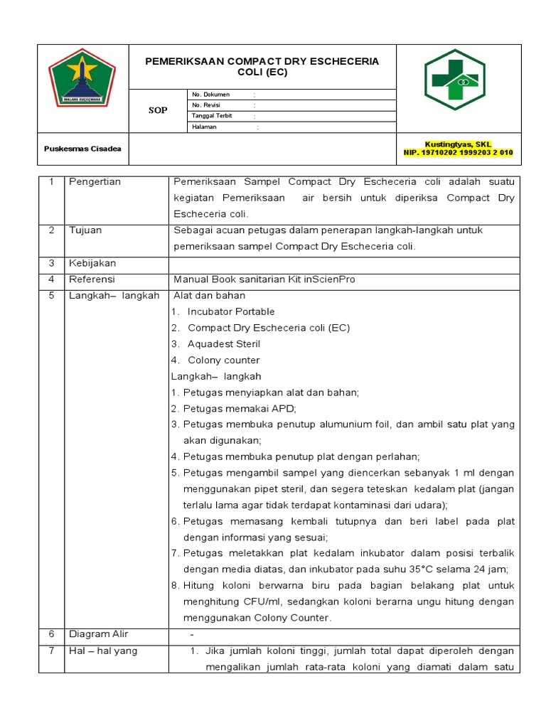 Sop Compact Dry Escheceria Coli | PDF
