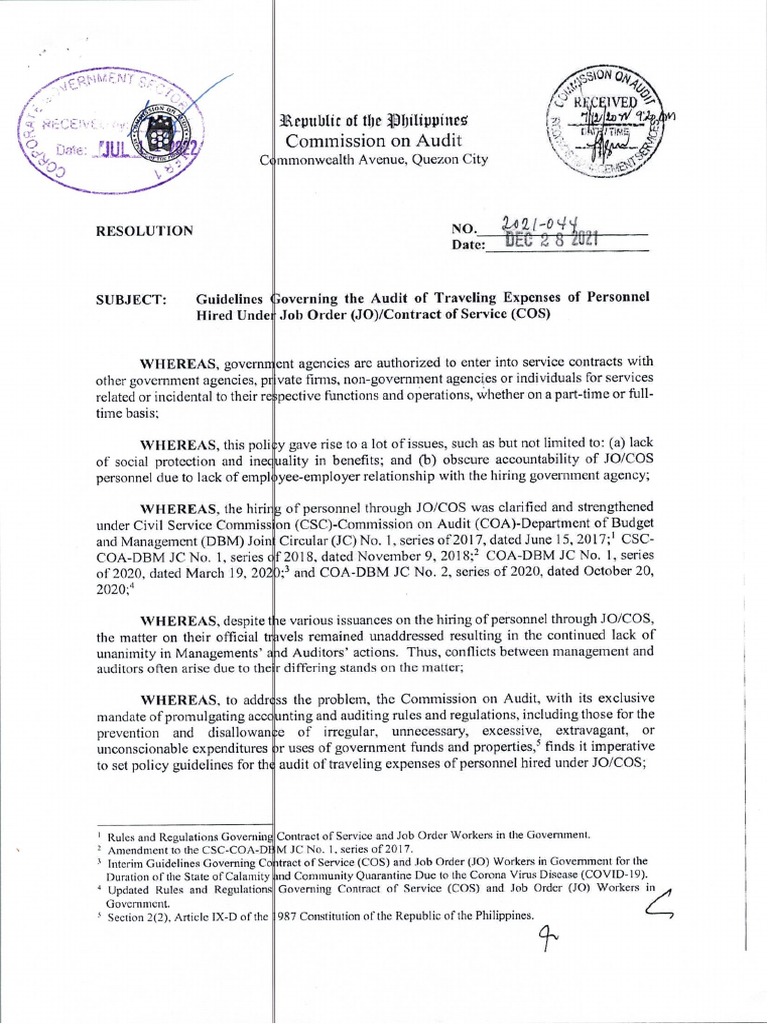 COA Resolution 2021-044 | PDF