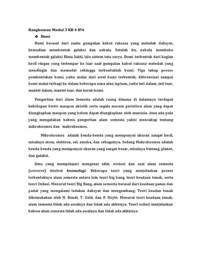 Rangkuman Modul 3 KB 4 IPA | PDF