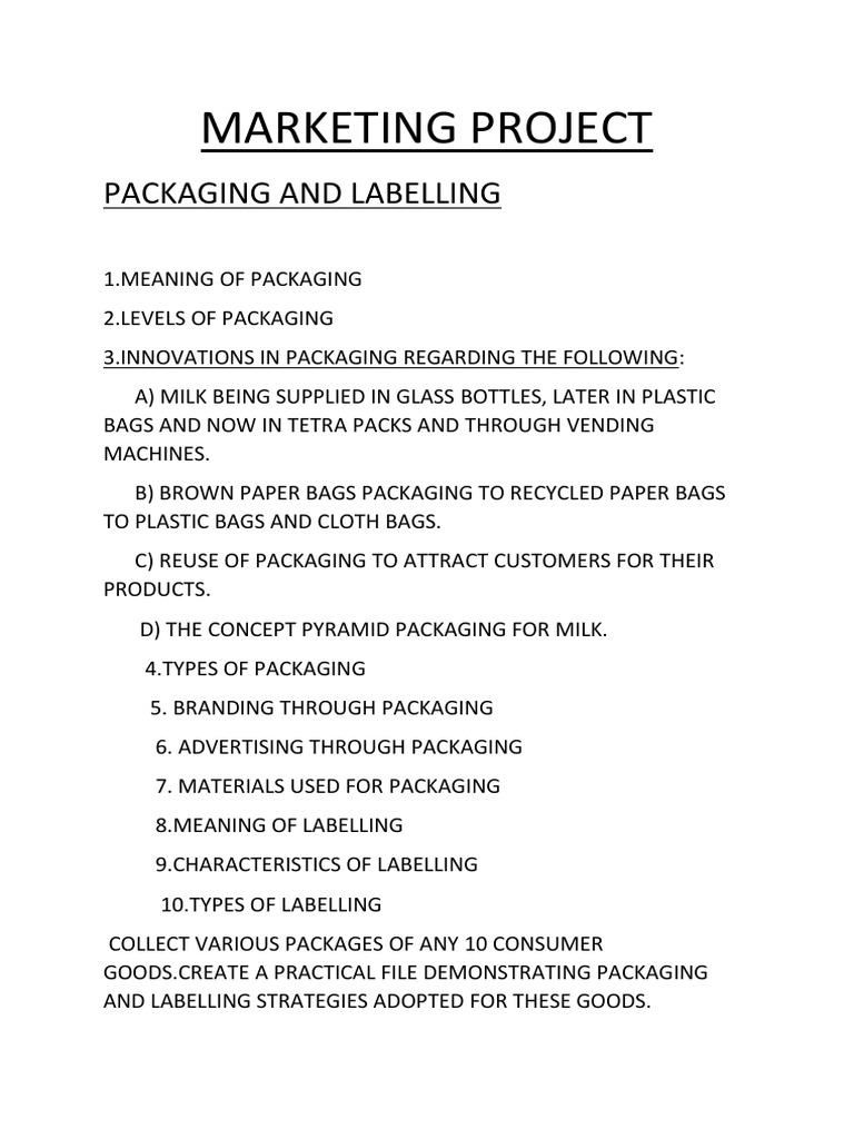 Marketing Project: Packaging and Labelling | PDF