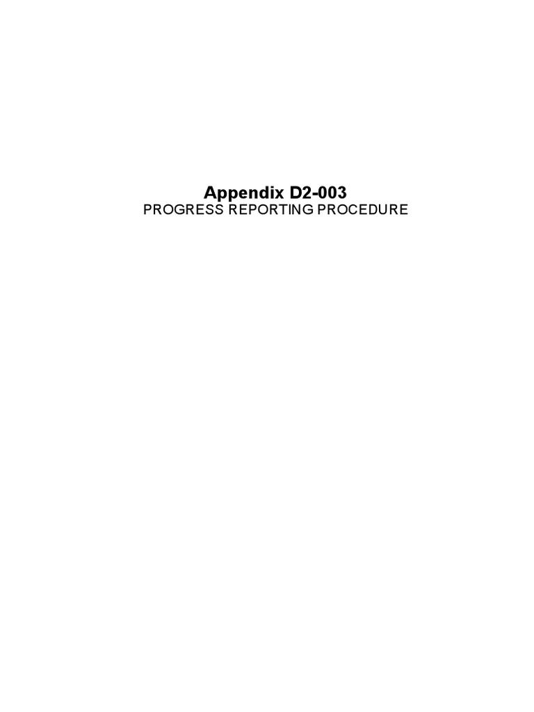 Appendix d2-003 Progress Reporting Procedure | PDF | General Contractor | Business