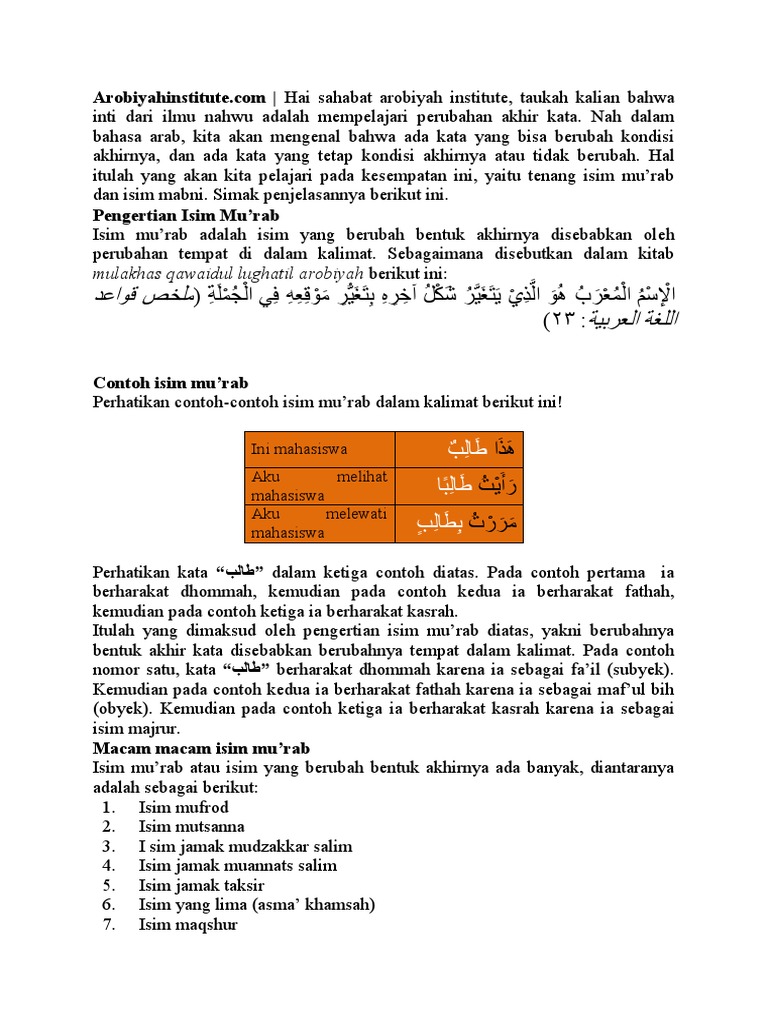 Bab Isim Mu'rab Dan Isim Mabni | PDF