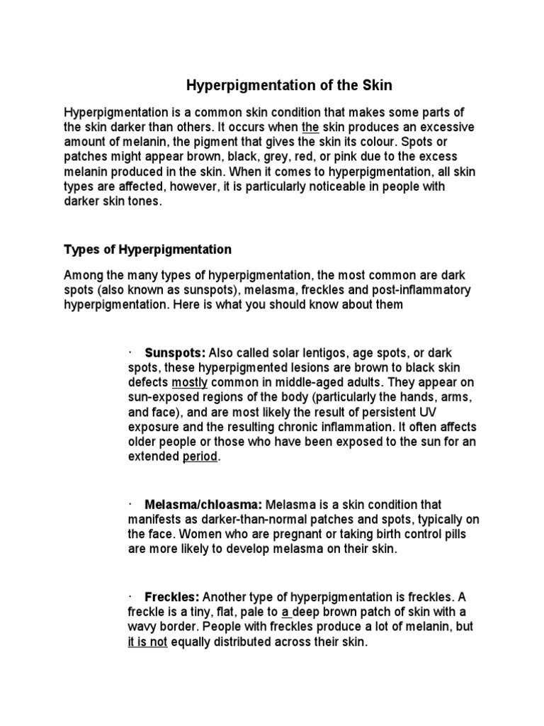 Hyperpigmentation of The Skin Revised | PDF | Human Skin Color | Causes ...