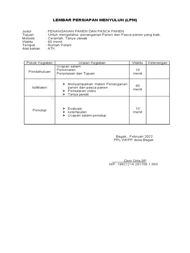 LPM Dan Sinopsis Teknologi Panen Dan Pascapanen (Eka) | PDF