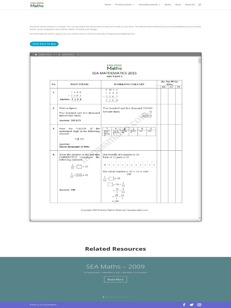 FASS Pass Maths Resources and Purchase | PDF