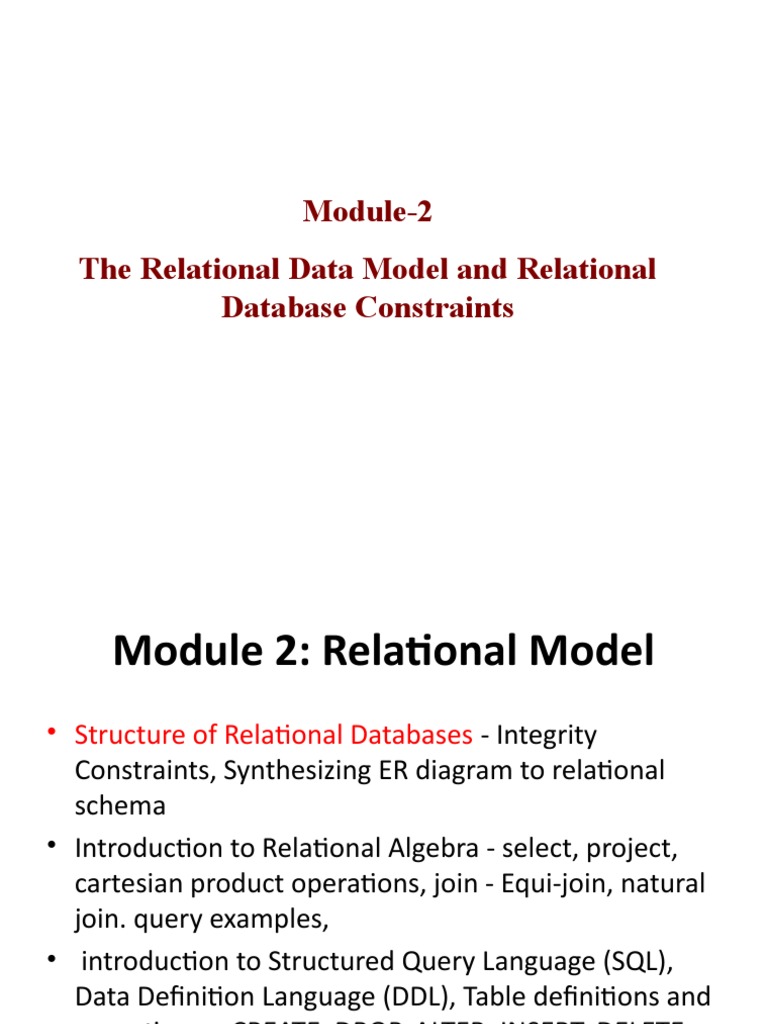 DBMS CST 204 Relational Model Costraints & Constraints Violation ...