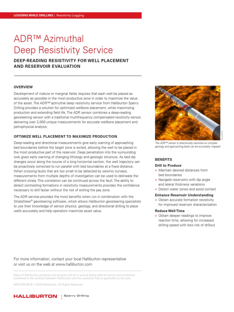 Azimuthal Deep Resistivity Datasheet | PDF | Petroleum Reservoir | Oil Well